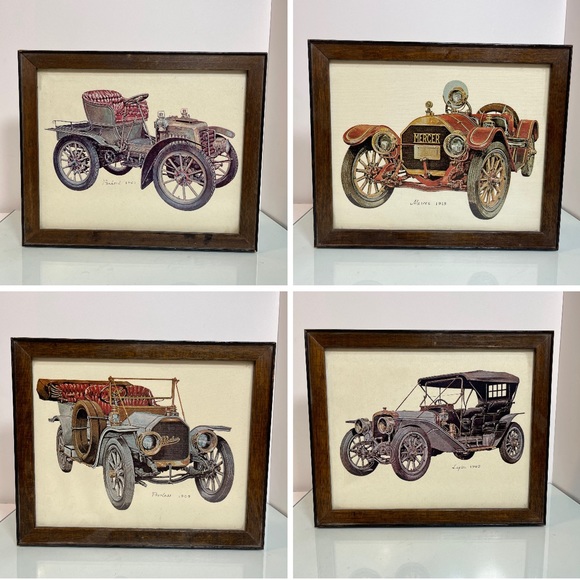 Wall Decor | Vintage Classic Car Wall Decor 192 Panhard 1913 Mecer 1909 ...